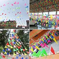 150Pcs Pennant Banner Flags,Simuer 262 Ft Triangle Flag Banner String ...