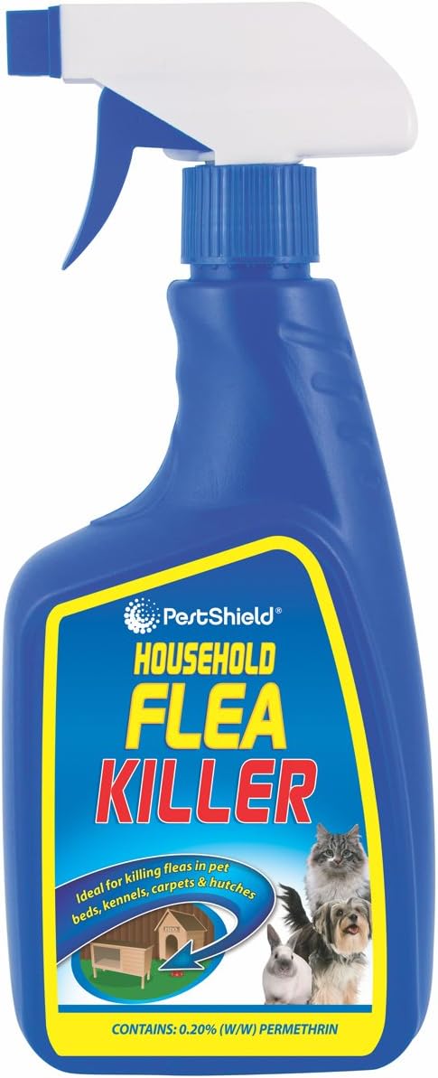 Pestshield 2 x Household Flea spray Killer 500ml home infestations kill ...