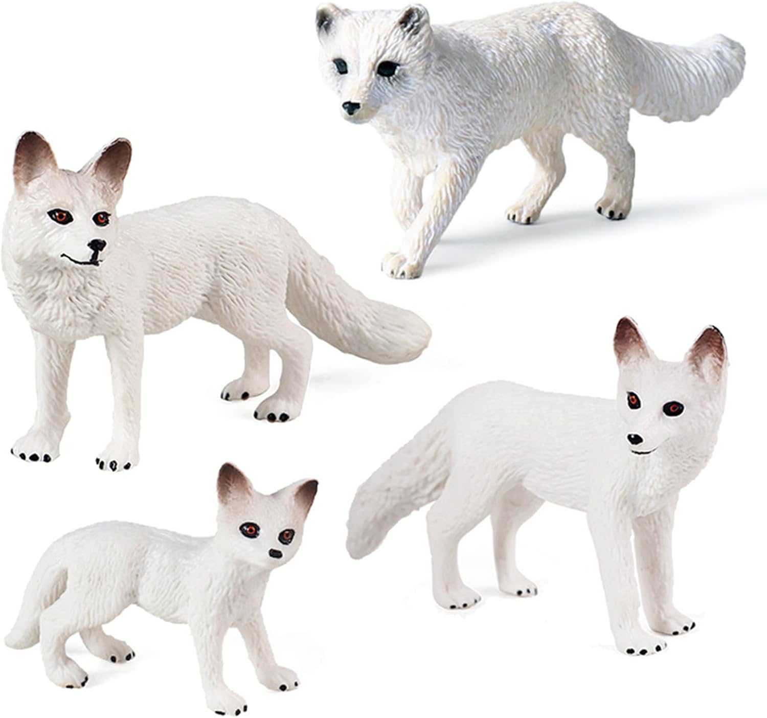 Amazon.com: Bbiamsleep 4 Pieces White Fox Animal Figurines Mini Animals ...