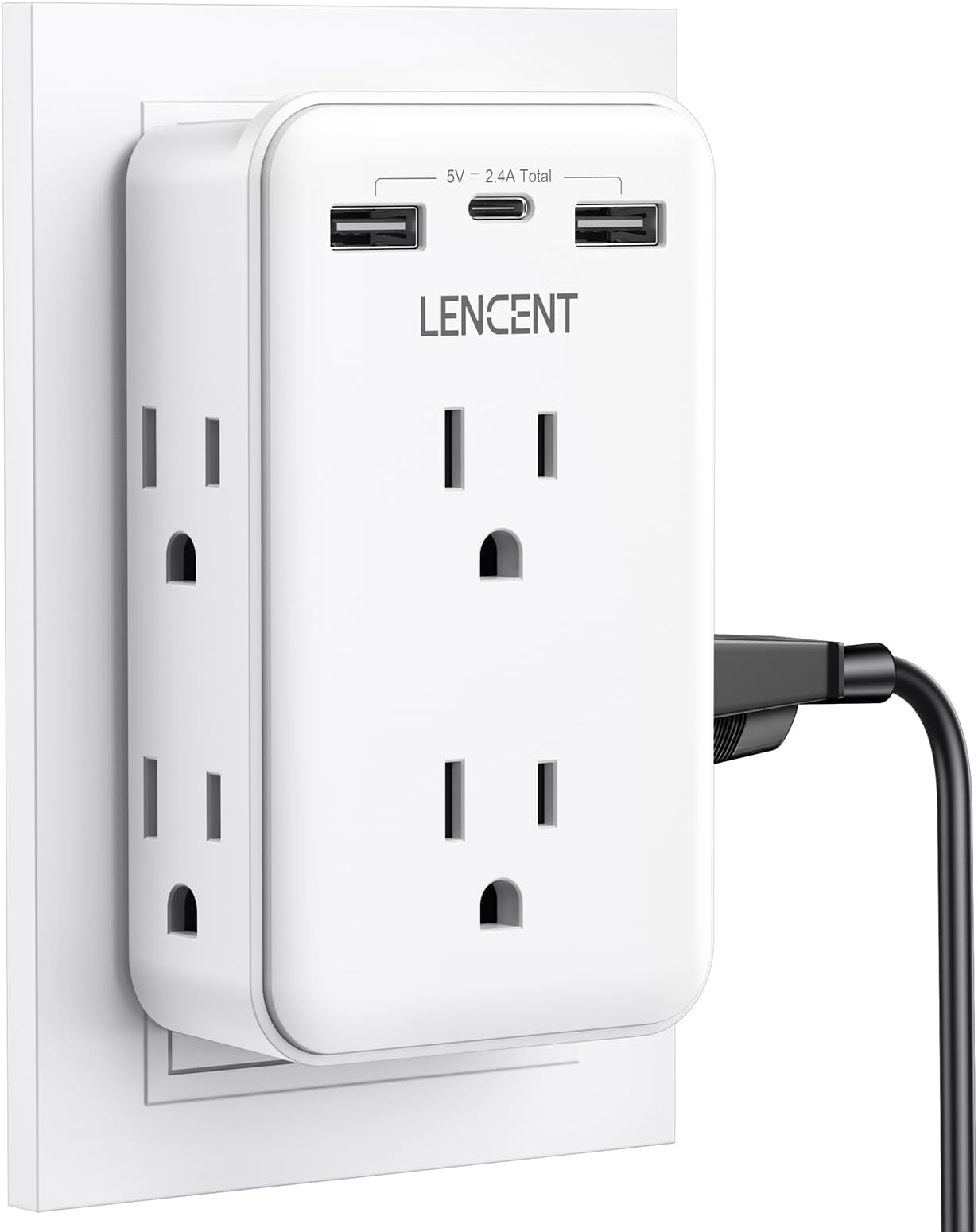 LENCENT 2 to 3 Prong Outlet Adapter, 2 Prong Power Strip with 6 AC ...