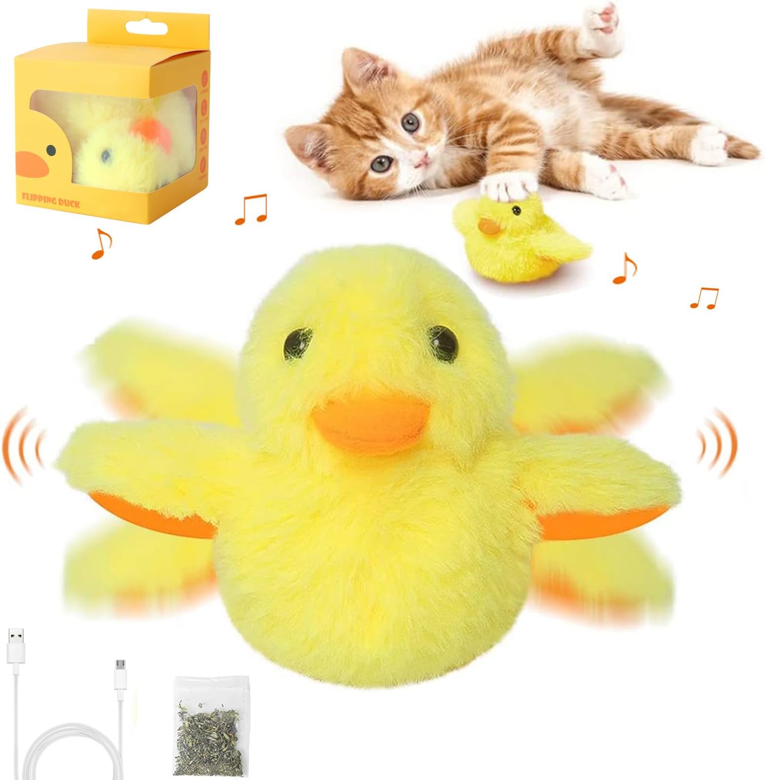 Havenfly Interactive Cat Toys Duck for Indoor Cats-USB Rechargeable ...