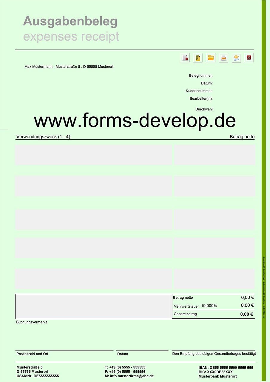 Ausgabebeleg, Kassenbeleg, Bescheinigung, PDF A4-H Standard : Amazon.de ...