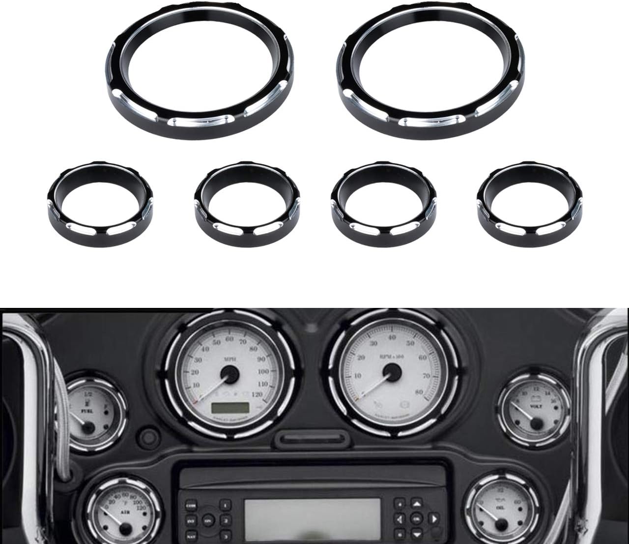 NATGIC 6PCS Motorcycle CNC Speedometer Cover Road Glide Gauge Burst ...