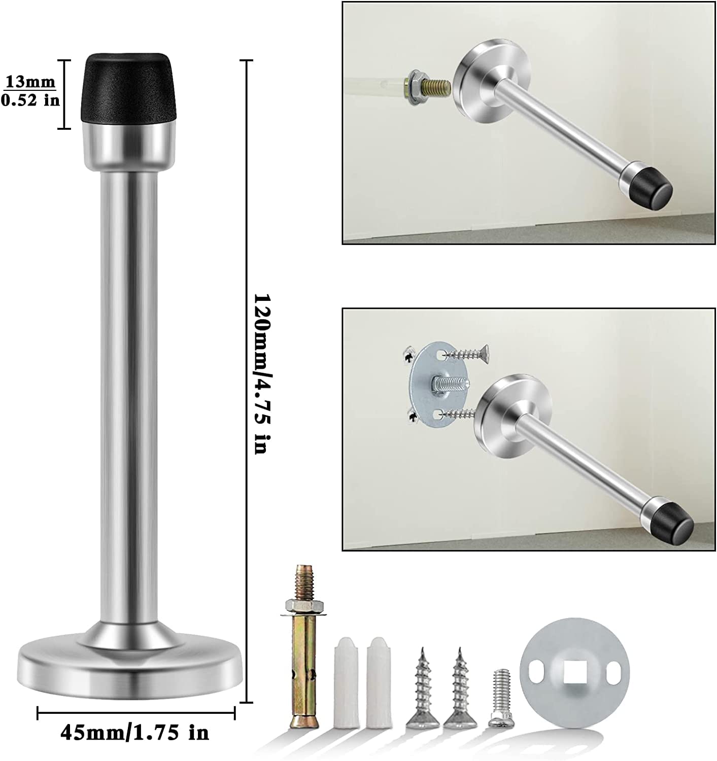 Snapklik.com : KOLAKO Door Stoppers, 5 Inch(120mm) Long Door Stop, Wall ...