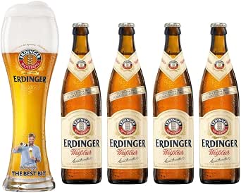 ERDINGER Weissbier German Wheat Beer 500ml Bottles with Klopp Glass – 5 ...