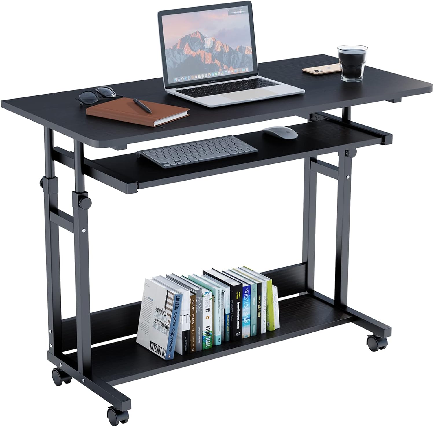 Dripex Computer Desk Mobile, Portable Office Desk with Movable Wheels ...