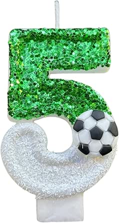 Amazon.com: CasaPopz Birthday Number Candles White Soccer Number 5 ...