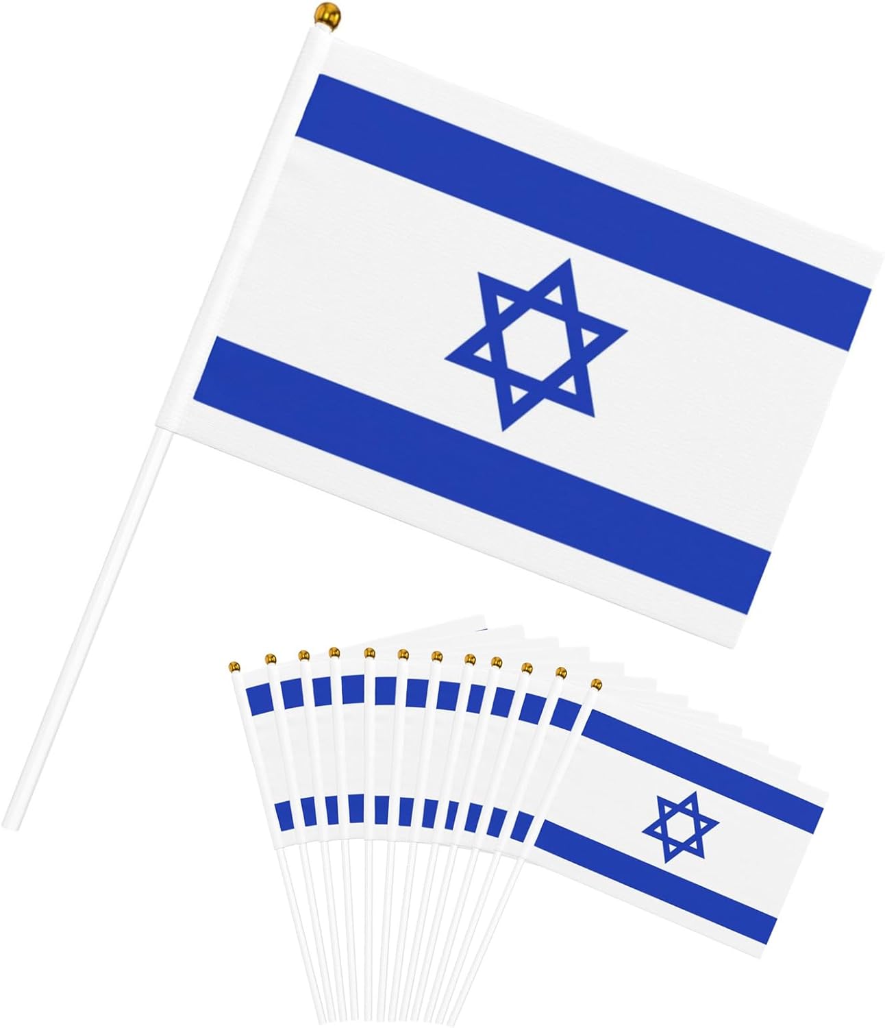 Amazon.com : 12 Pcs Small Israel Flag Stick - Israeli HandHeld Mini ...