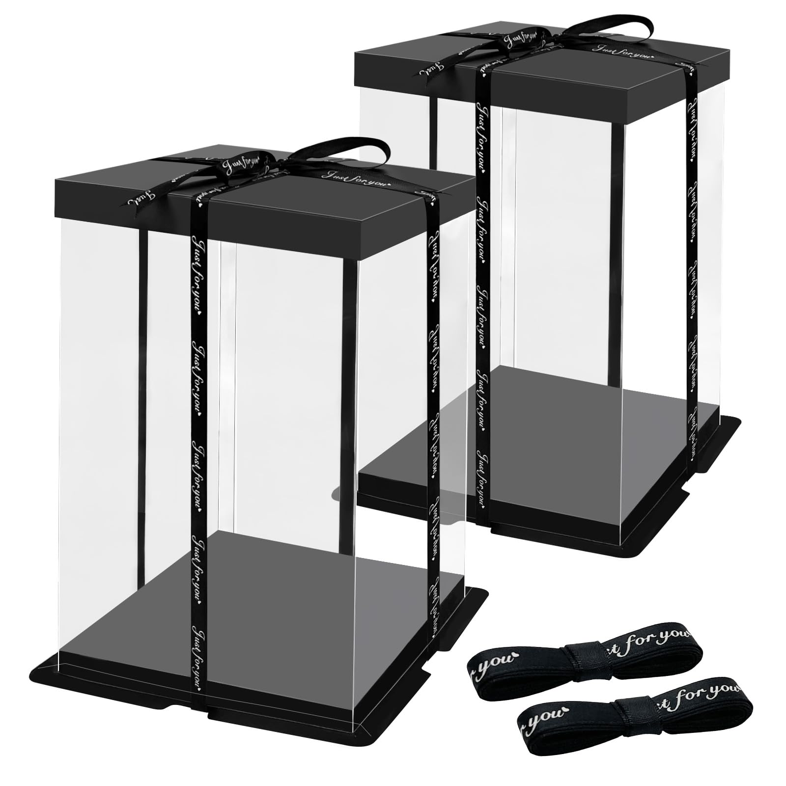 Amazon.com: TEMPSPACE 2PCS Clear Gift Boxes Transparent Gift Cake Box ...