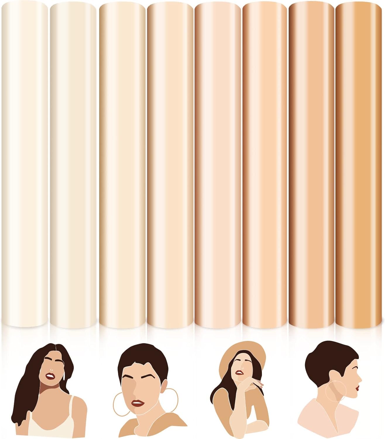 Amazon.com: Whaline 8 Sheet Skin Tone Heat Transfer Vinyl Cream Camel ...