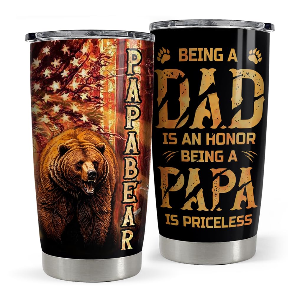 Amazon.com | SANDJEST Dad Tumbler 20oz Stainless Steel Cup Papa Bear ...