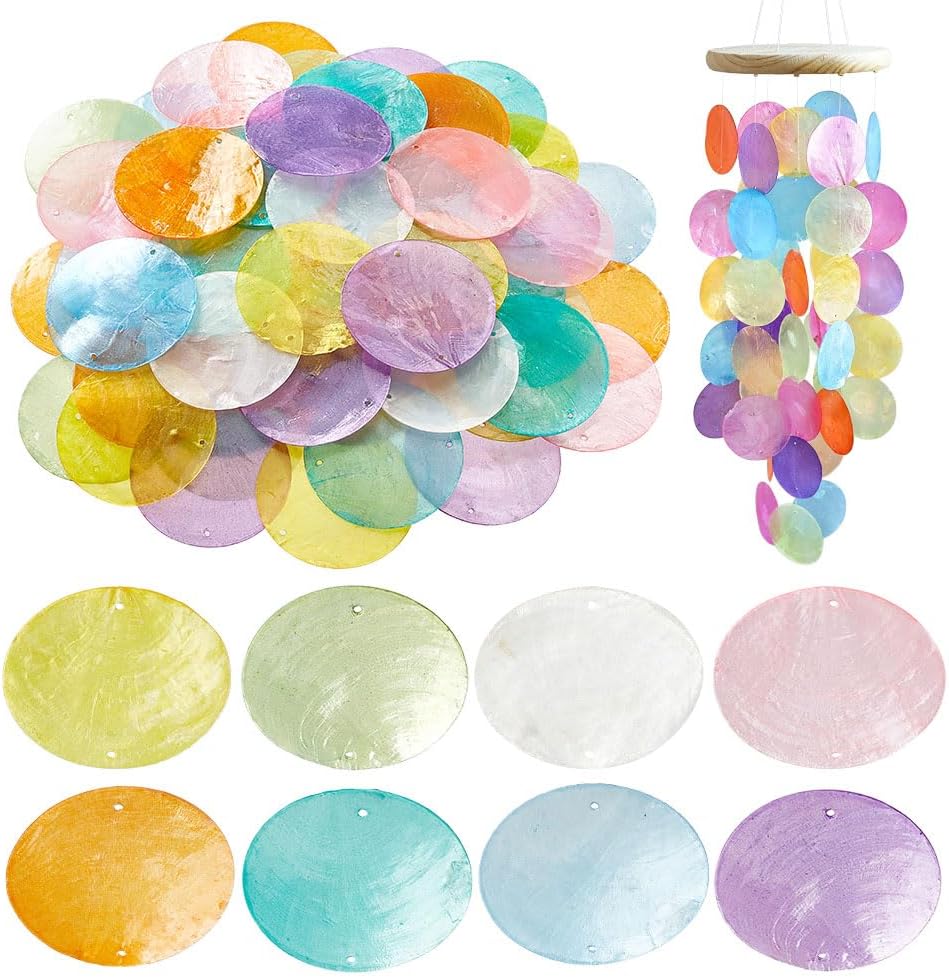 Amazon.com: 100PCS 2-in Round Shells Pieces with 2 Hole, Polished Round ...