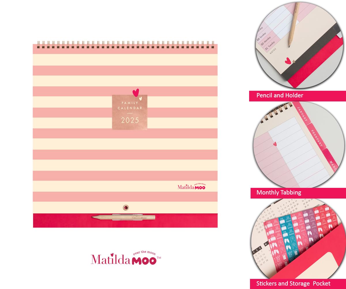 Matilda Moo 2025 Family Wall Calendar | 5 Person Wall Calendar | 2025 ...