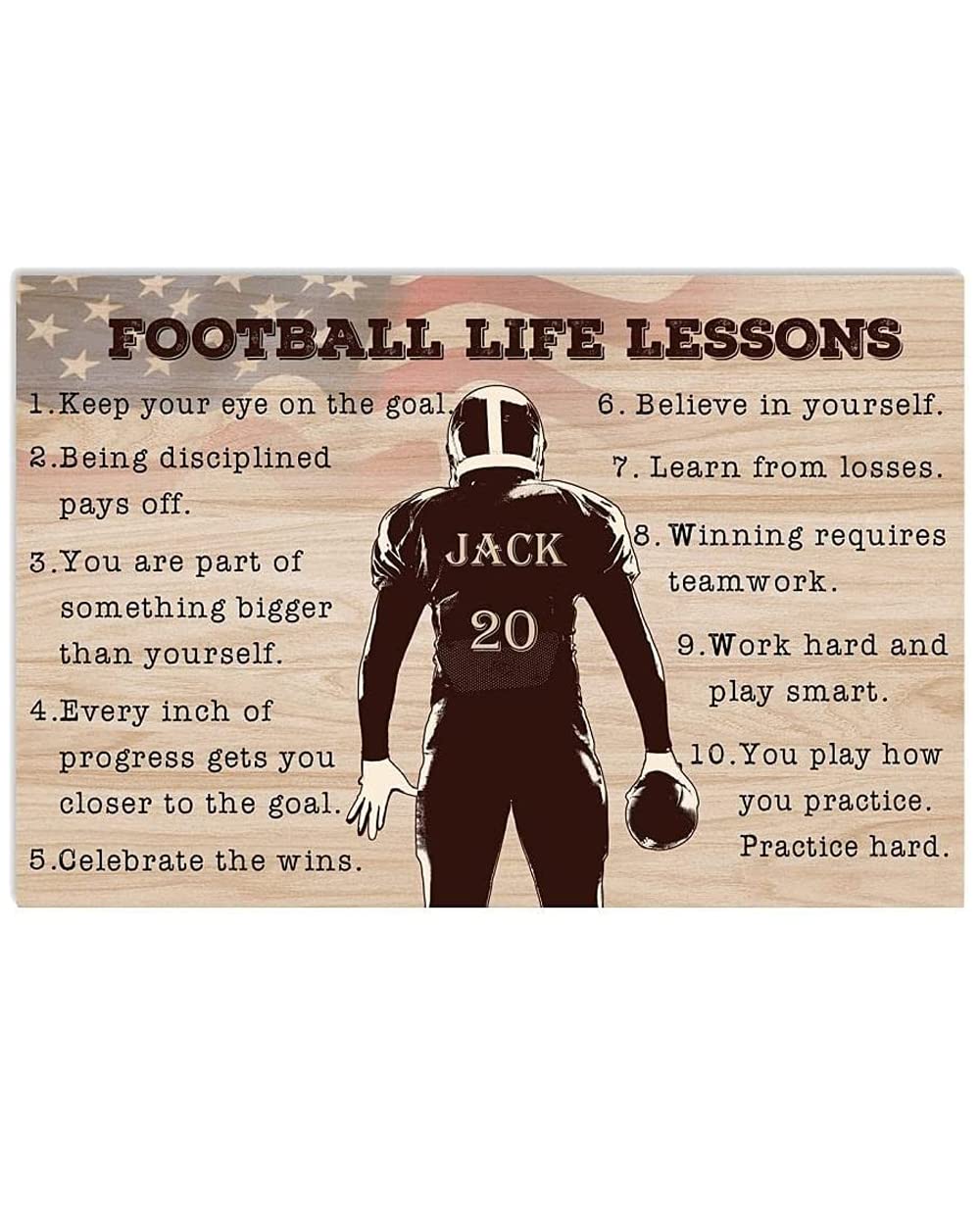 Amazon.com: Dapao Personalized Football Life Lessons Man PosterCanvas ...