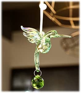 Amazon.com: Glass Hummingbird Pendant Hanging Hummingbird Figurine ...