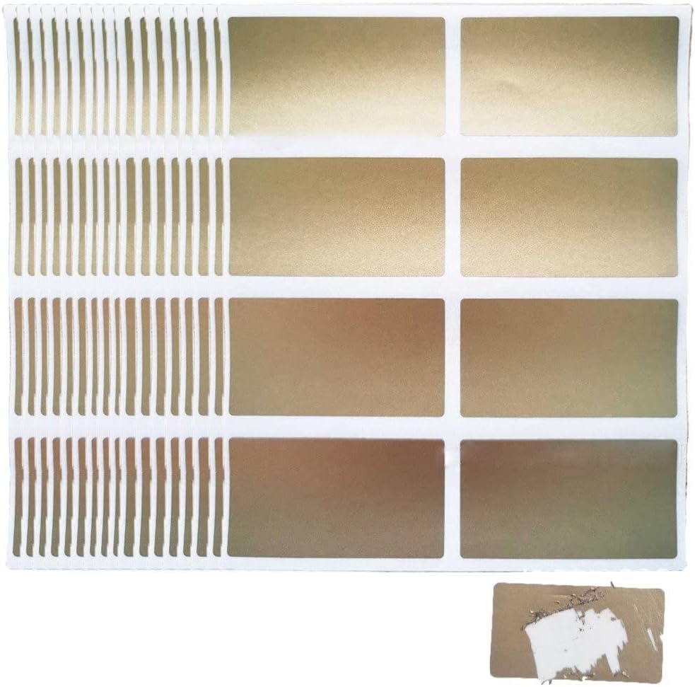 Scratch Off Stickers 100pcs/box Gold Rectangle Scratch Off Labels Self ...