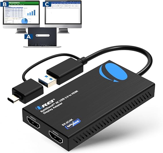 Amazon.com: OREI SplitExtend 4K HDMI Splitter Extended Display for Dual ...