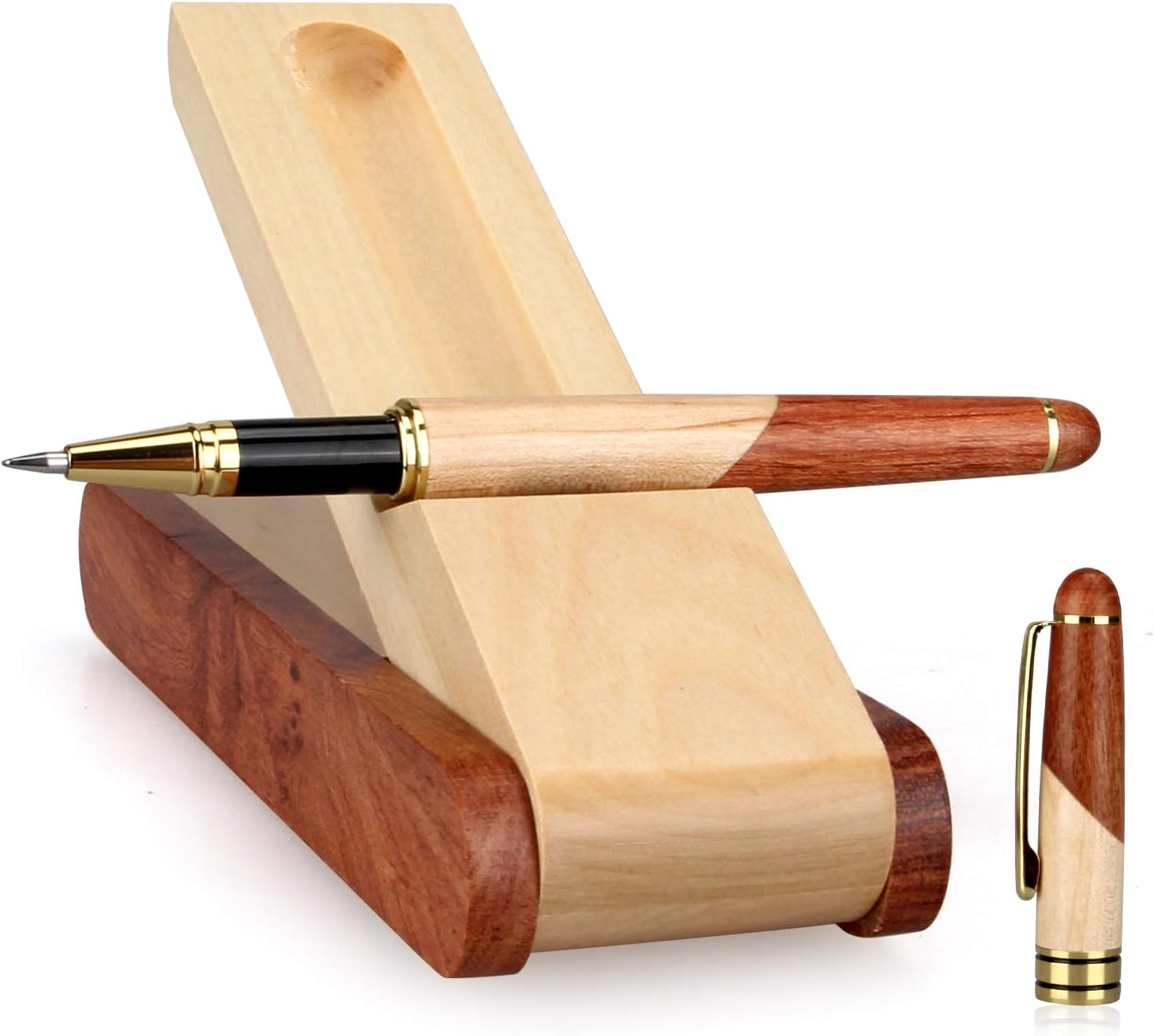 Best Wooden Gel Pen Gift Set with Handmade Rollerball Pen Holder Box ...