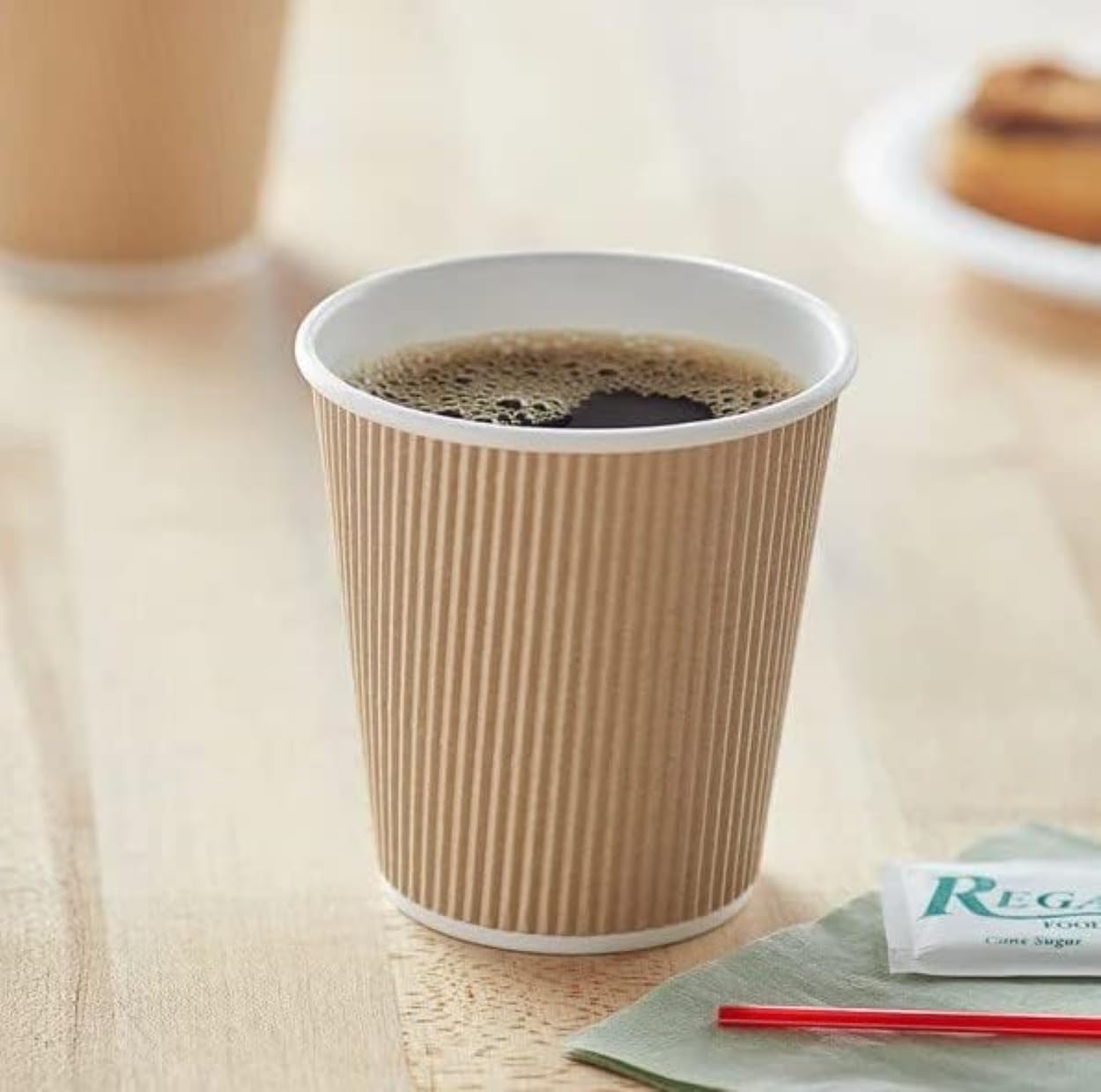 HOT BARGAINS, 500 X 4oz / 120ml Kraft Ripple Cups Disposable Triple ...