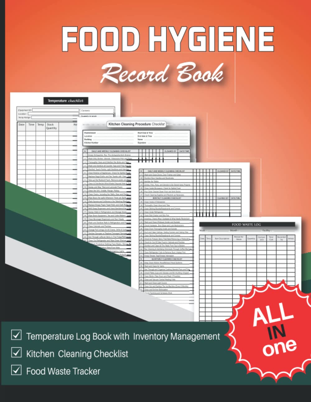 Food Hygiene Record Book: ALL in One Book includes Kitchen Cleaning ...