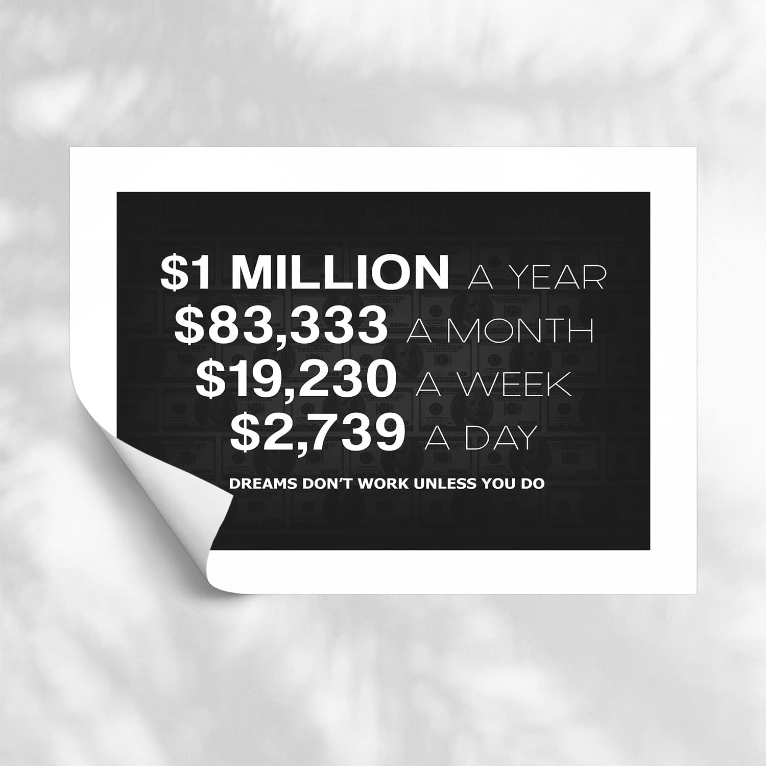 Amazon.com: 1 Million Dollars A Year Office Decor Wall Art Motivational ...