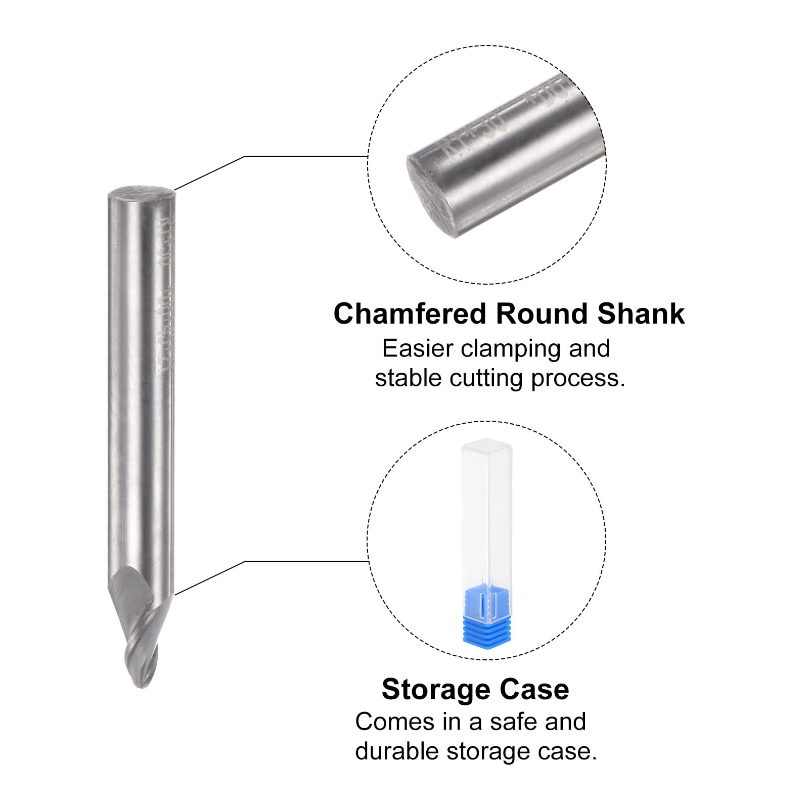 Snapklik.com : Uxcell Tapered Ball Nose End Mill, Uncoated Solid ...