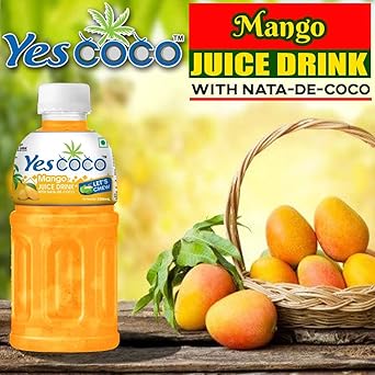 Yes Coco Mango Juice Drink with Nata De Coco 320Ml (Set of 6) : Amazon ...