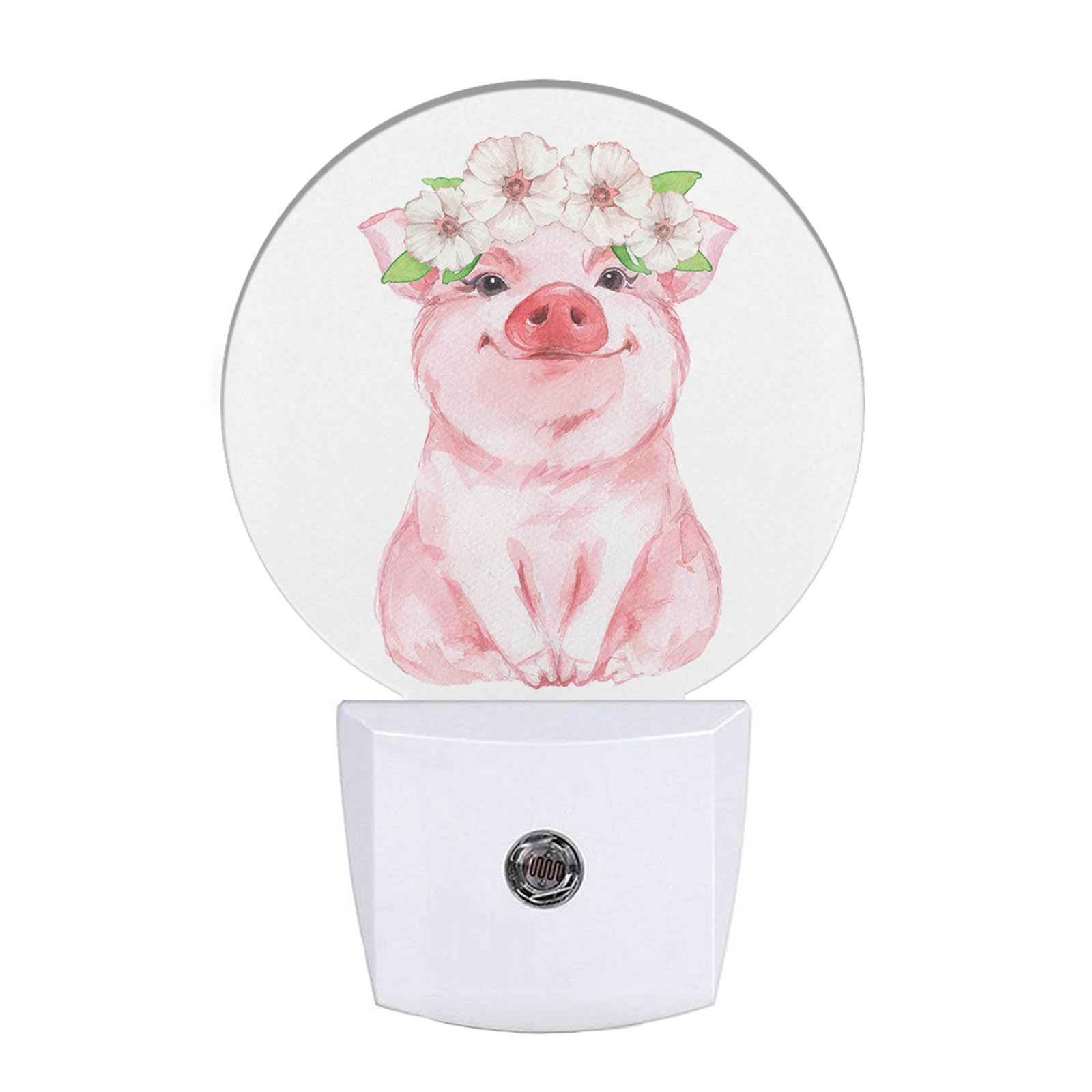 EKOBLA Pig Night Light Floral Wreath Farmhouse Cute Animal Pink Piggy ...