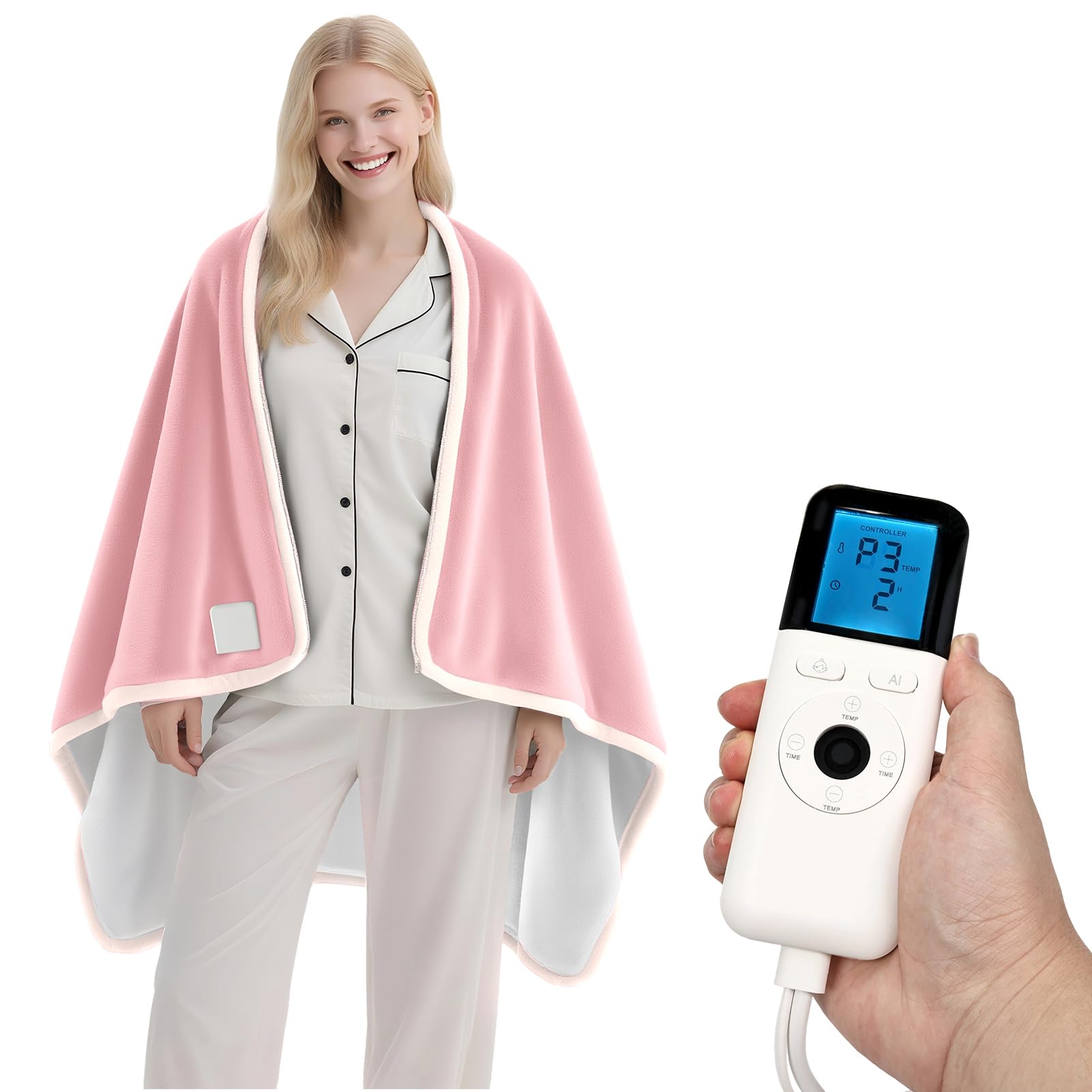 Electric Heated Shawl Heated Wearable Blanket Shawl - With 6 Heat ...