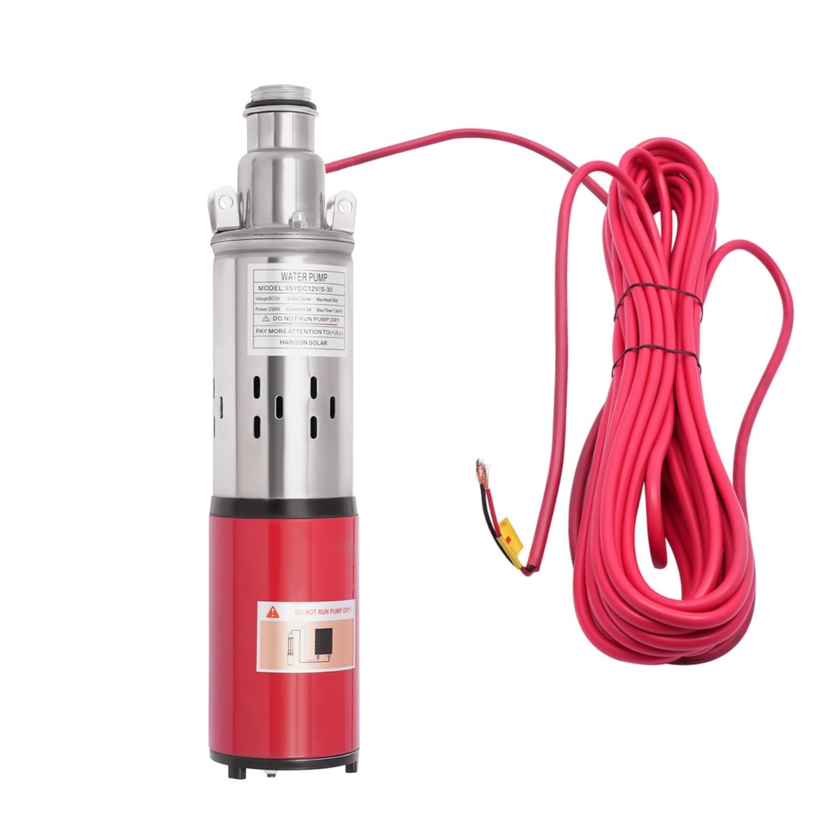 Deep Well Submersible Pump DC 12V 250W Electric Solar Powered Water ...