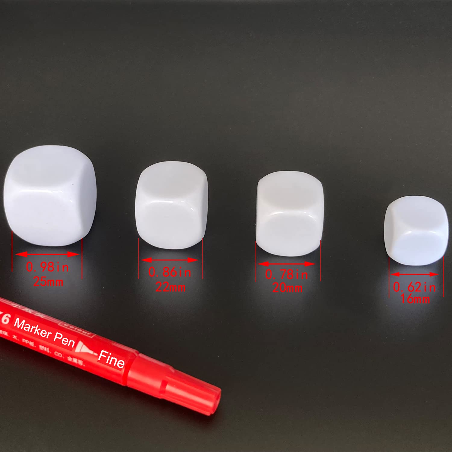 16mm Blank Plastic Dice For DIY Stickers Rounded Corners 20-Pack Blank ...