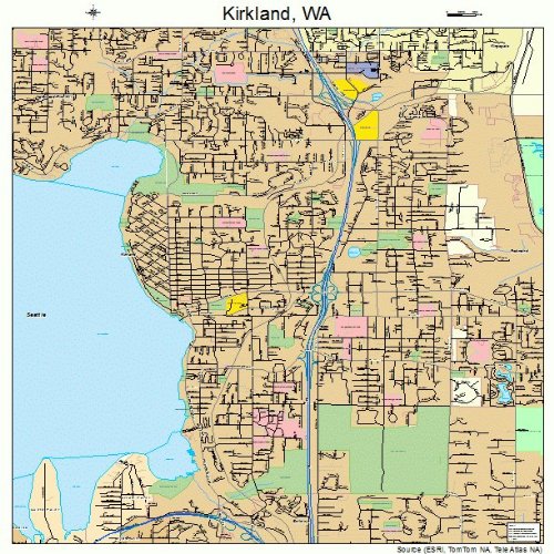 Large Street & Road Map of Kirkland, Washington WA - Printed poster ...
