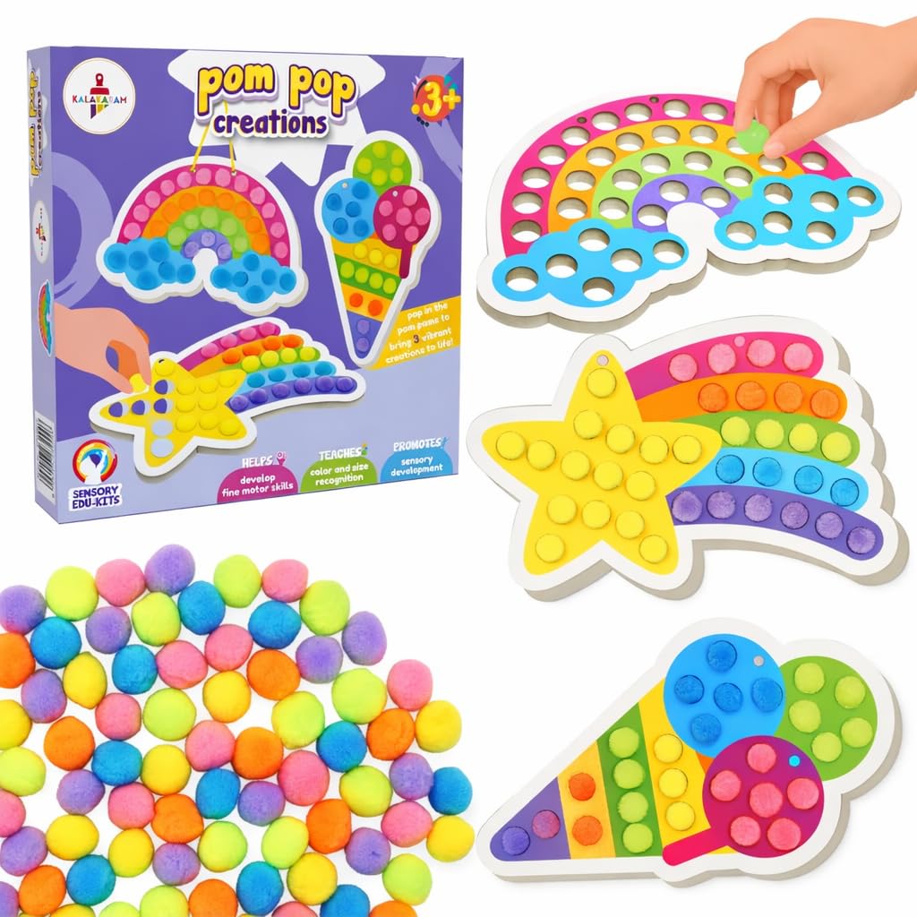 Buy Kalakaram Pom Pom Creations | Color Matching & Sorting Activity Set ...