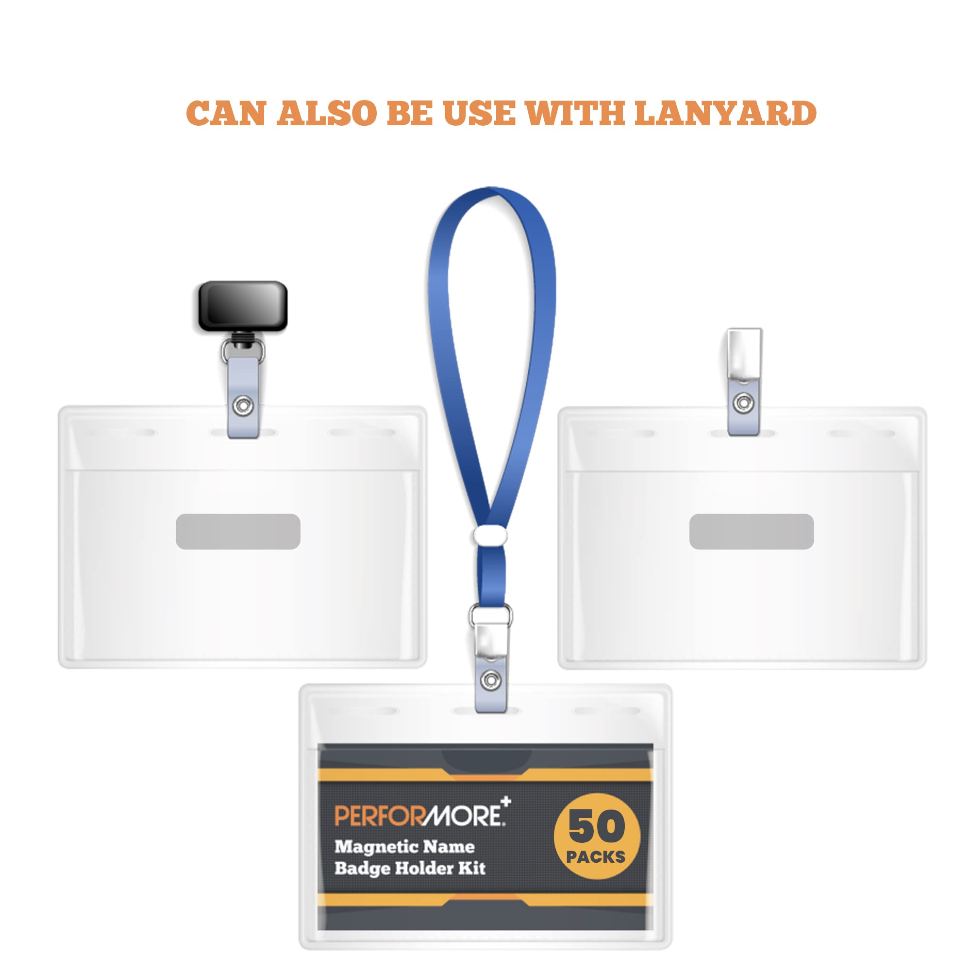 Snapklik.com : 50 Pack Of 4X 3" Magnetic Name Badge Holders Clear PVC ...