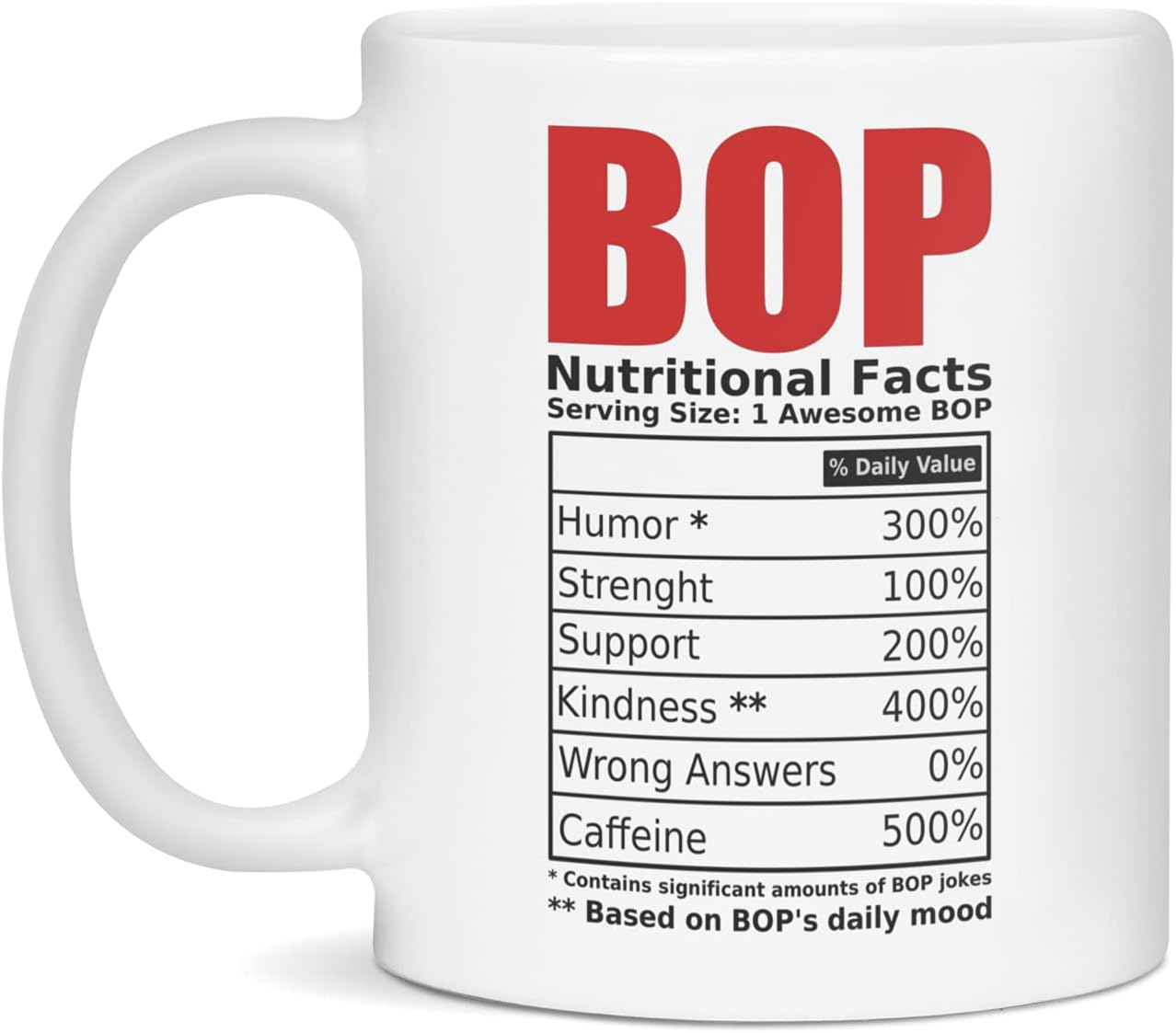 Amazon.com: Bop Nutritional Facts Label Funny Mug for Bop, 11-Ounce ...