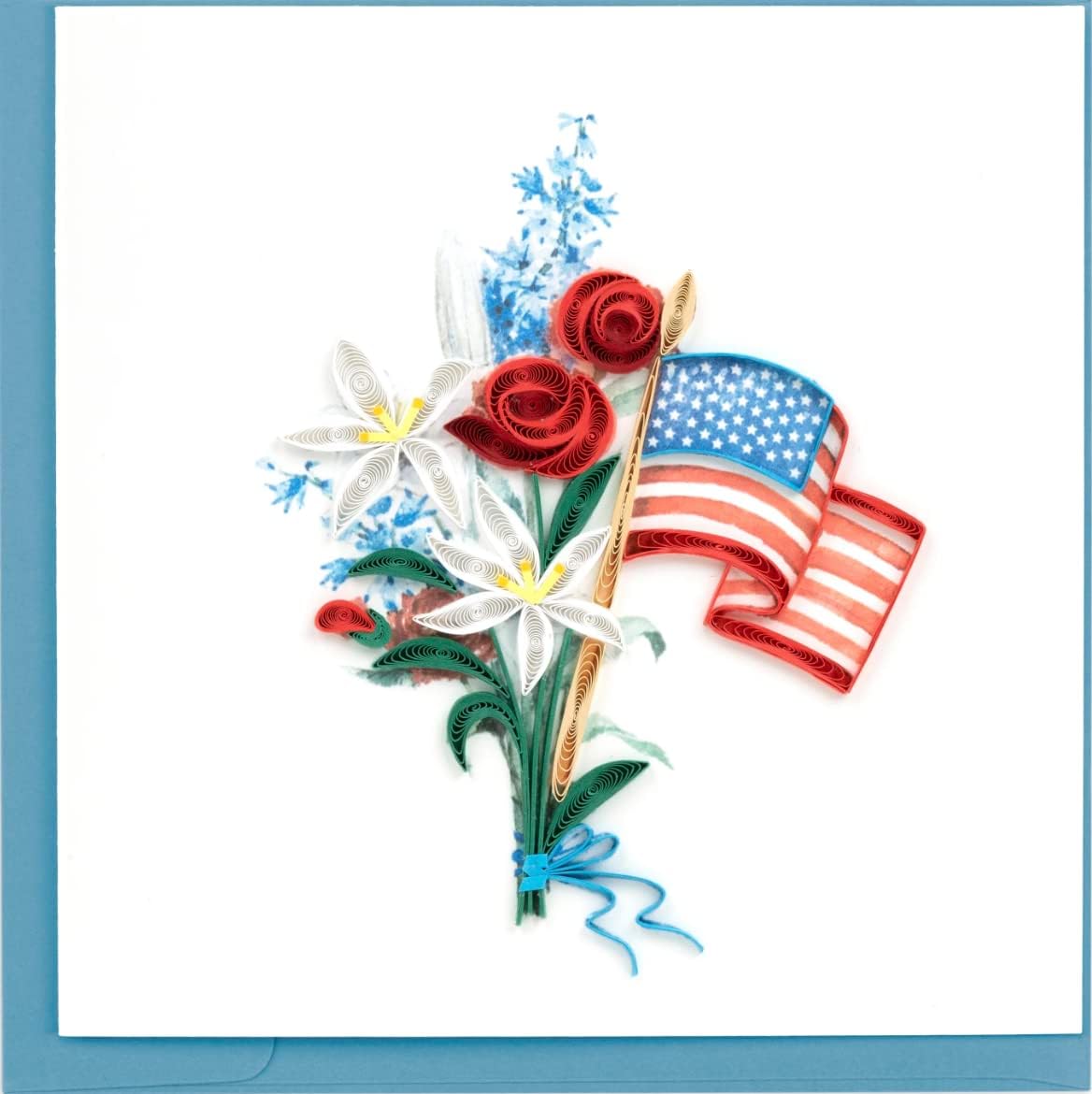 Amazon.com : Quilling Card 3-D Greeting Card - American Flag Thank You ...