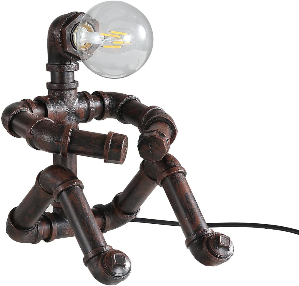 Water Pipe Table Lamp - Robot Style Steampunk Retro Industrial Lamp ...