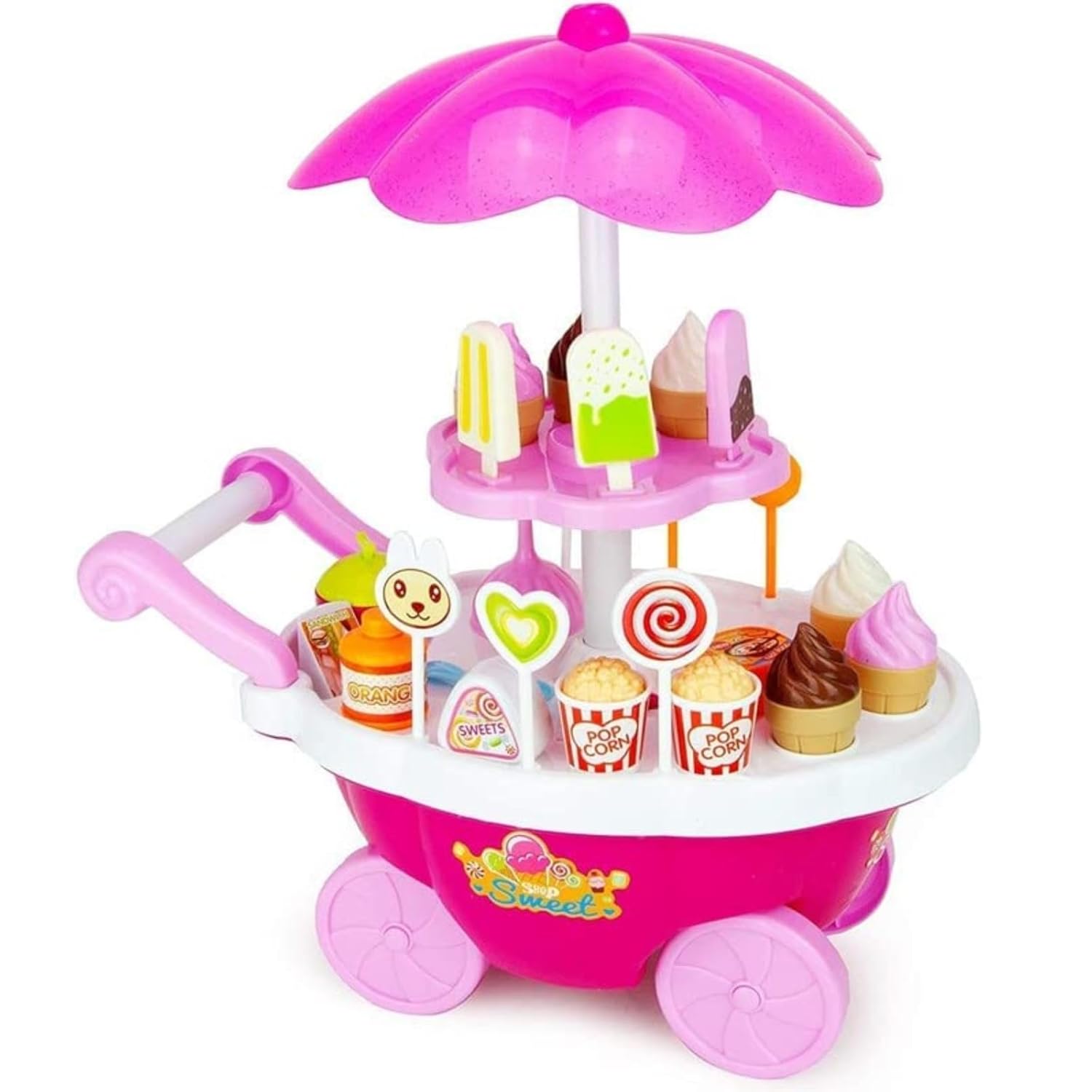 Buy KAOMOJI Ice Cream Toy Cart Play Set for Kids - 39-Piece Pretend ...