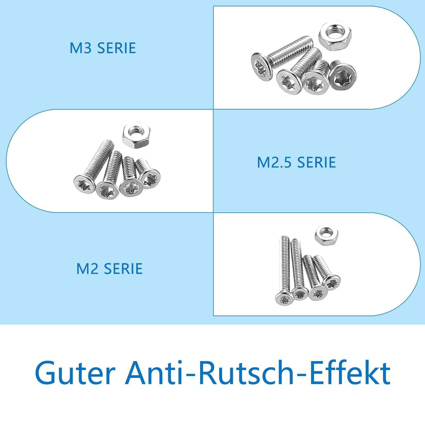 M2 M2.5 M3 Bolts and Nuts Set, 880 Pcs Metric Torx Drive Countersunk ...