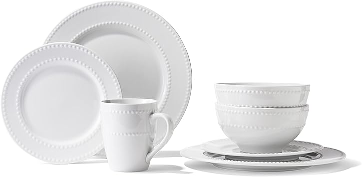 Amazon.com | Elle Décor Zara Round Dinnerware Set – 16-Piece Porcelain ...