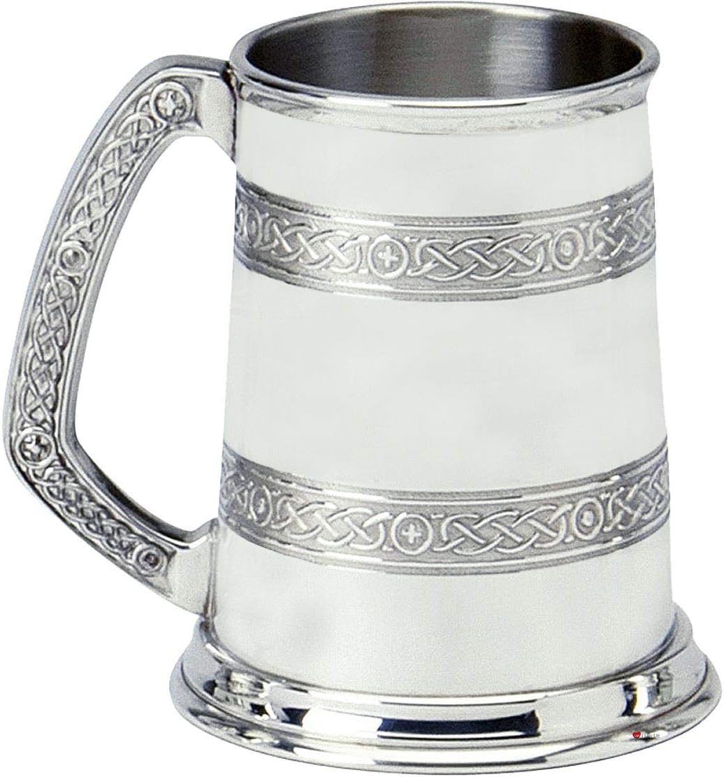 Amazon.com | Pewter Tankard Handmade 1pt Celtic Lines Polished Finish ...