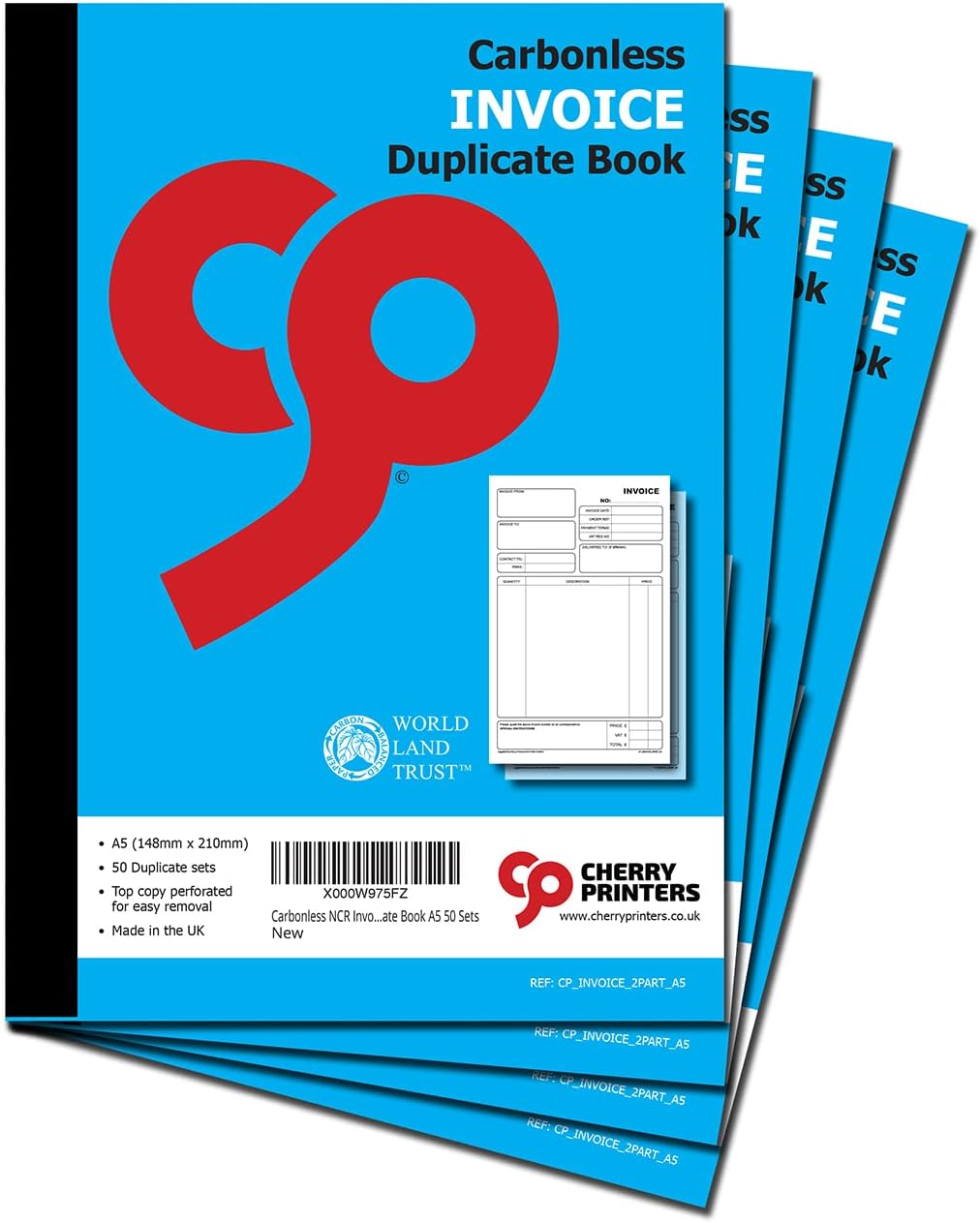 Cherry Carbonless NCR Invoice Book | Duplicate Book | A5 | 50 Sets ...