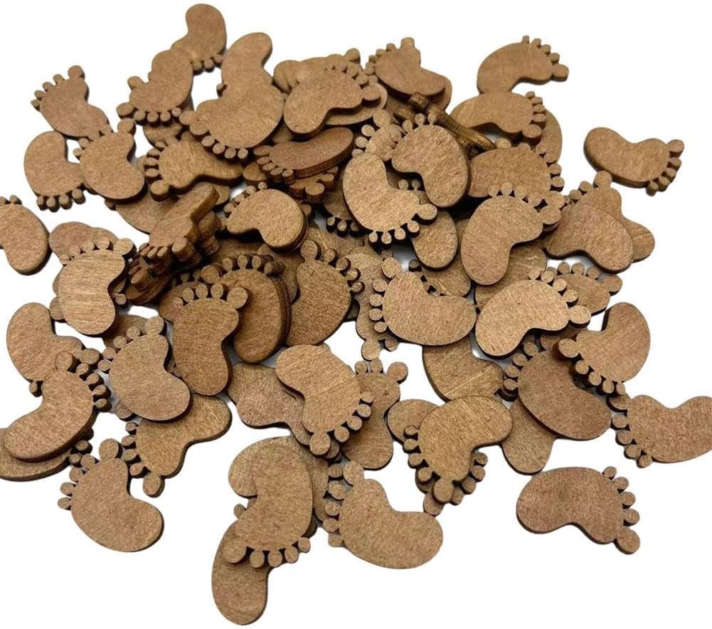 Amazon.com: 50Pcs Brown Foot Shape Wood Slices Unfinished Wood Cutouts ...