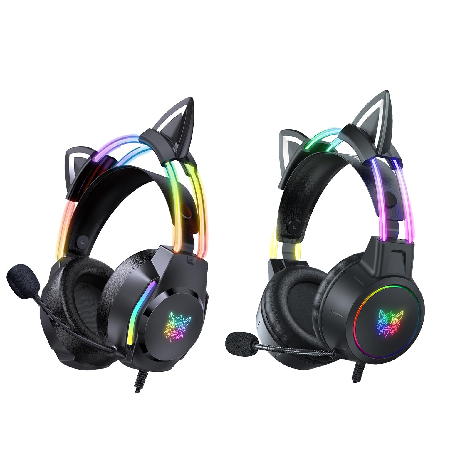 Amazon.com: Gaming Headset with Microphone, Black Cat Ears Headphone ...