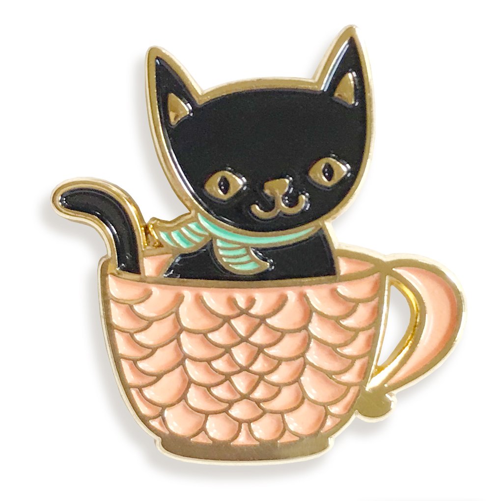 Amazon.com: Night Owl Paper Goods Coffee Kitty Enamel Lapel Pin ...