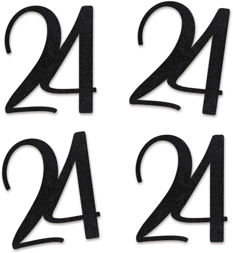 Amazon.com: Black Glitter 24 Cut-Out Numbers, 24th Birthday Party ...