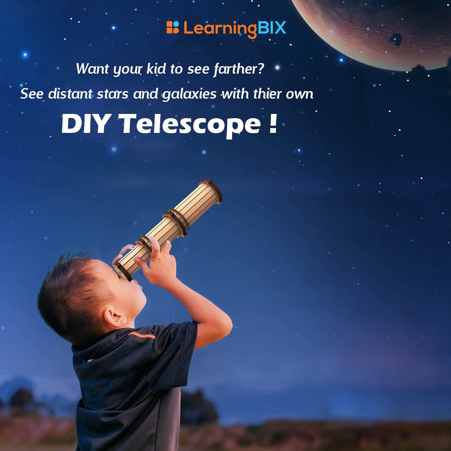 Learningbix Astronomical Toy Telescope With Lens Stem Diy Toys For Kids ...