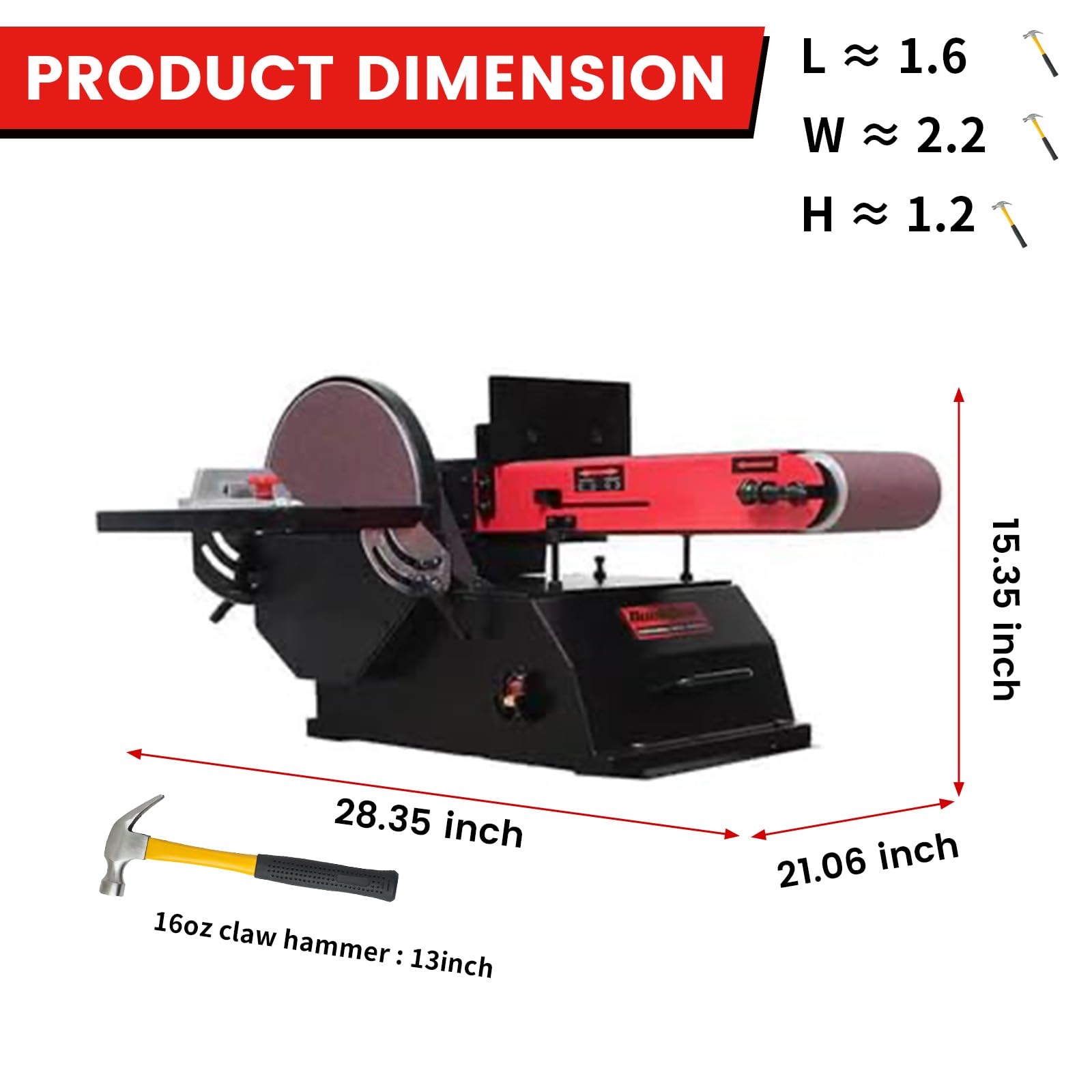 Snapklik.com : BUCKTOOL Powerful 1-1/2 HP Bench Belt Sander For Wood ...