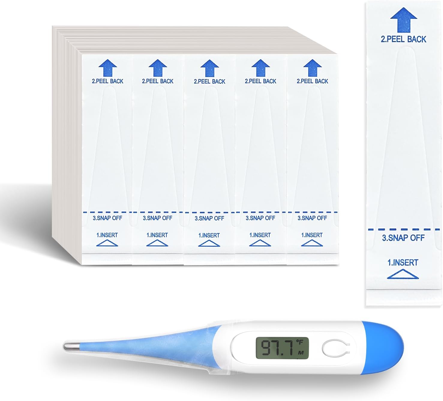 Amazon.com: Bundle of Light Blue Oral Thermometers & Thermometer Covers ...