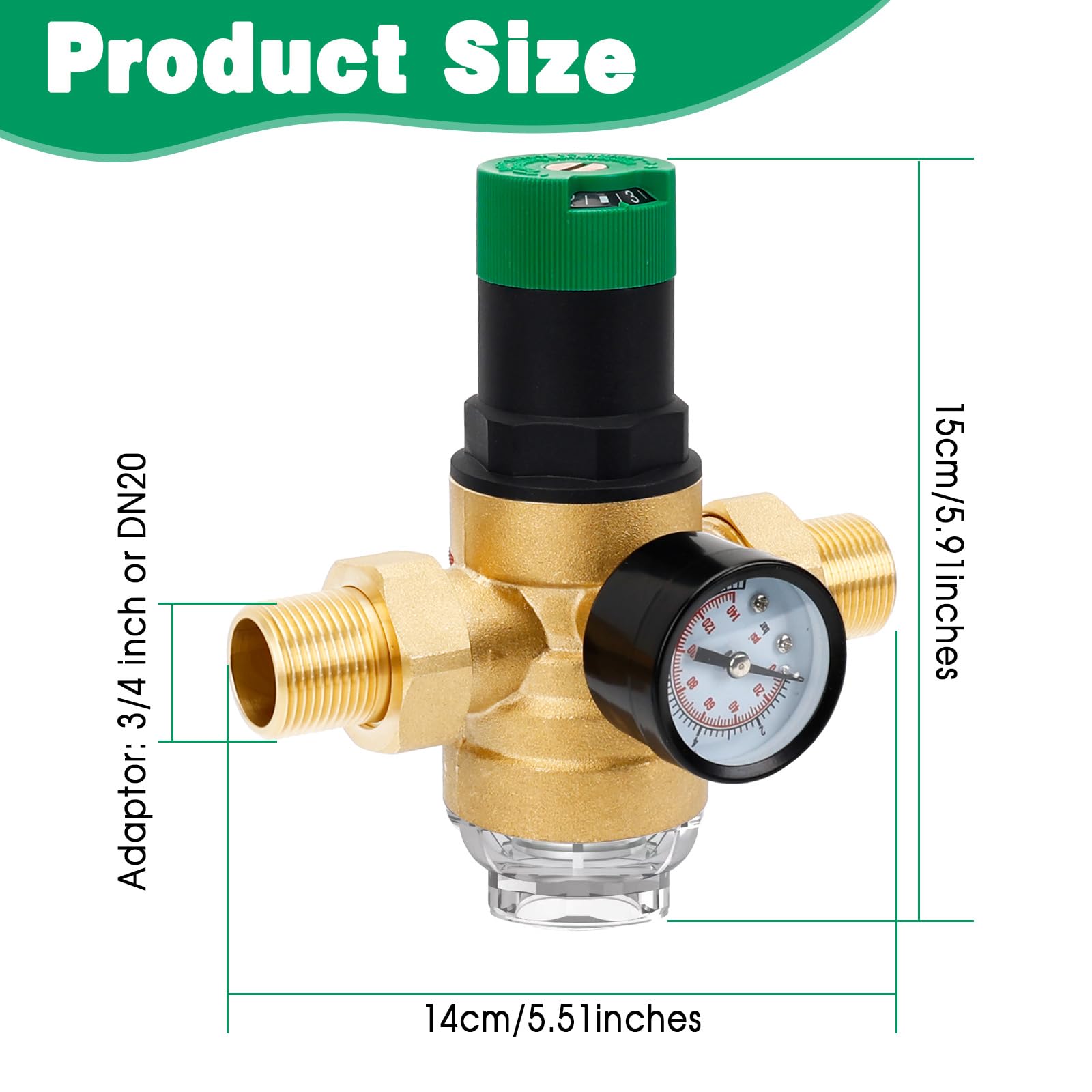 Water Pressure Regulator Dn20 Water Pressure Reducing Valve With Gauge ...